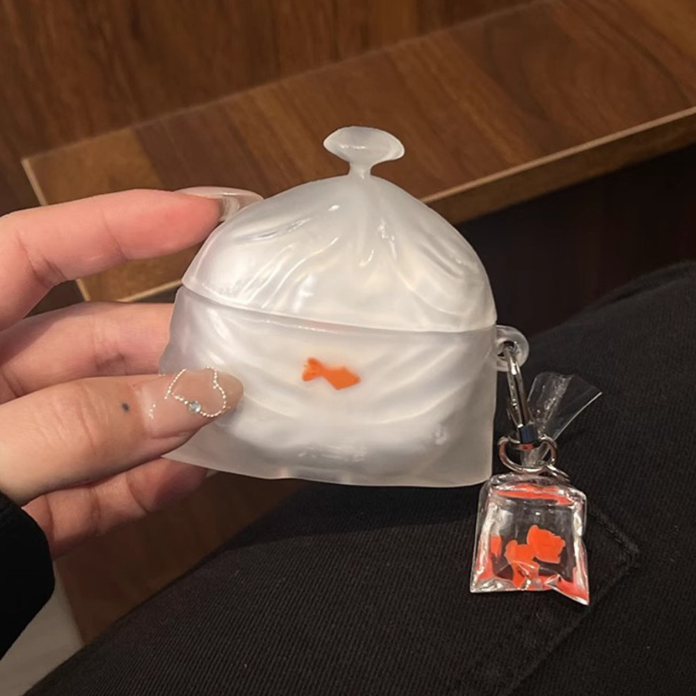 Cute 3D Goldfish Transparent Bag Earphone Case with Pendant for Airpods ...