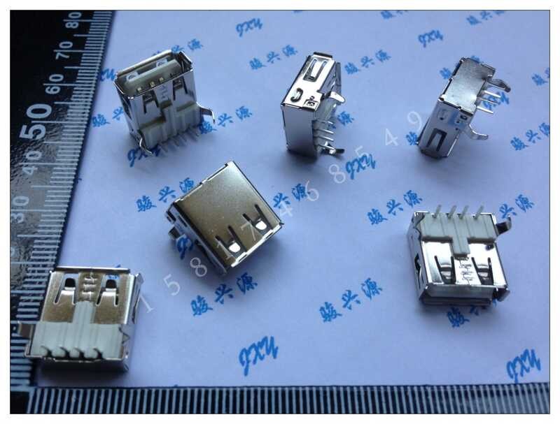 USB female head, female port A, female 90 degree USB socket, bent pin ...