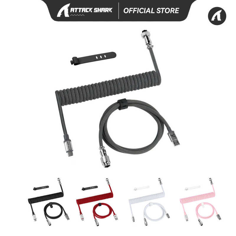 ATTACK SHARK C01pro Coiled Double Sleeved Type-C Cable With Detachable ...