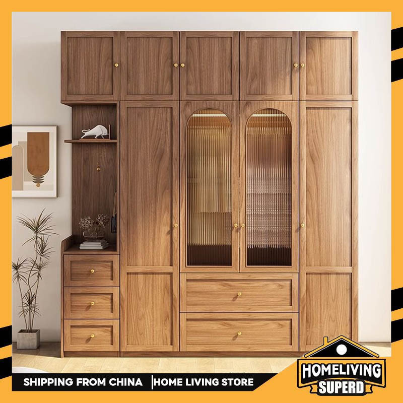 Simple Large Capacity Corner Wardrobe Antique Wood Style Desktop ...