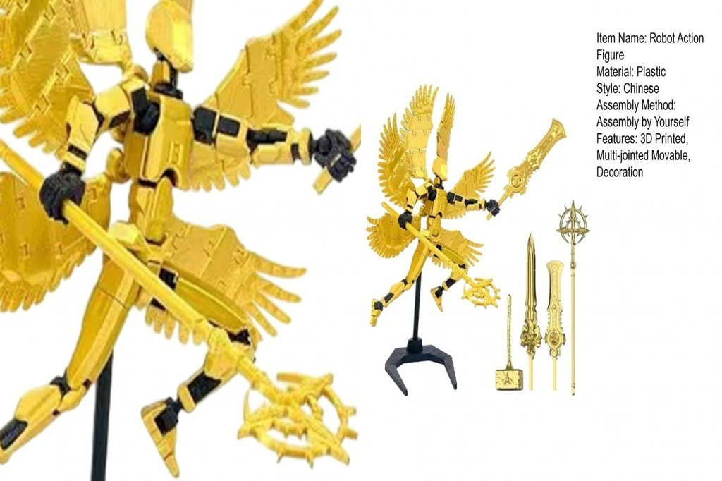 beautifullife Jointed Action Figure Plastic Robot Toy 3d Printed Wing ...