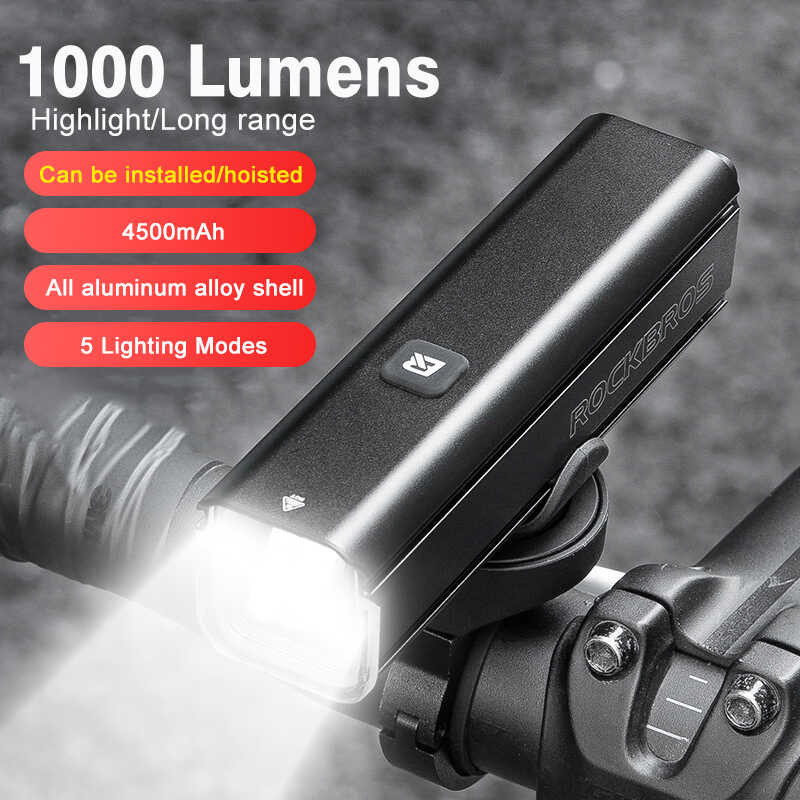 Lumen ROCKBROS 1000 Rechargeable Bicycle Front Light MTB Road Mountain Bike Headlight | Shopee ...
