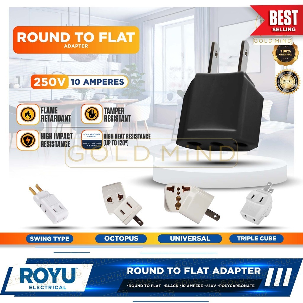 ROYU ADAPTER (Regular to Flat, Octopus, Universal Adapter, Round to ...
