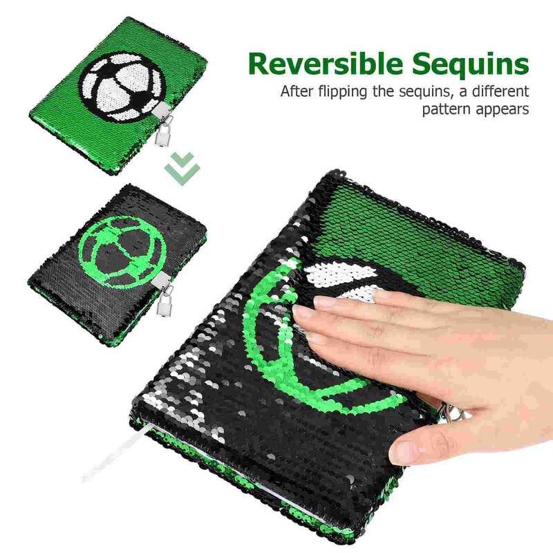 Notebook Journal Lock Diary Sequin Girls Boys Kids Football Gifts ...