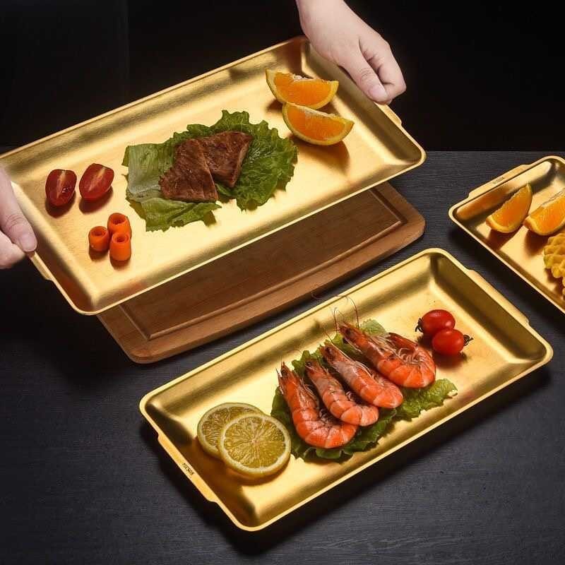 Korean Style Stainless Steel Flat Bottom Tray Food Storage Shallow ...