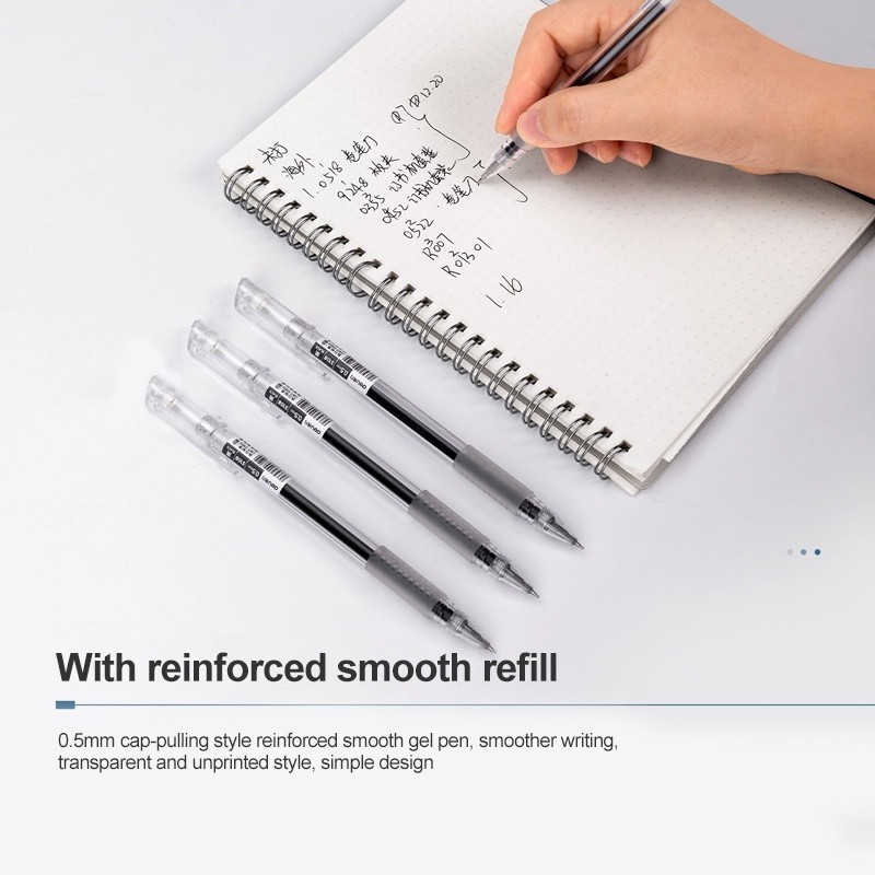 Deli Gelpen Pull Cap Ballpen Gel Pen Test Writing Pen 0.5mm | Shopee ...