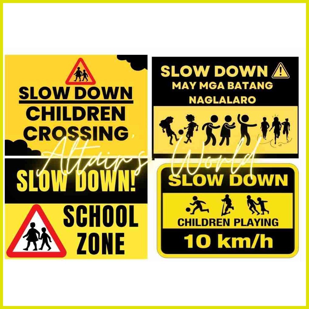 Slow Down Signage | Safety Street Road Warning Sign | School Zone ...