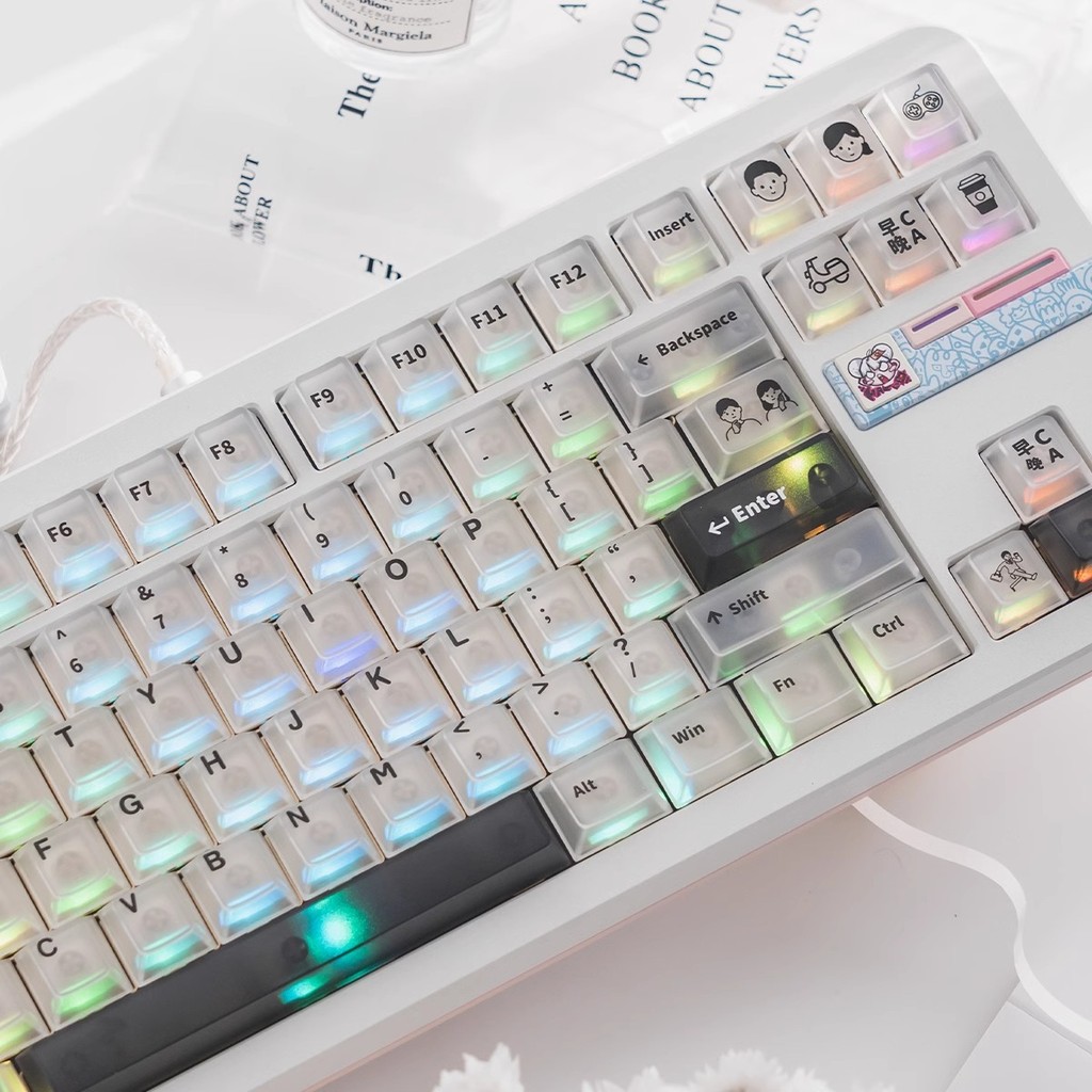 Multi-color Foggy Transparent Keycaps PBT/ PC RGB Shine Through custom ...