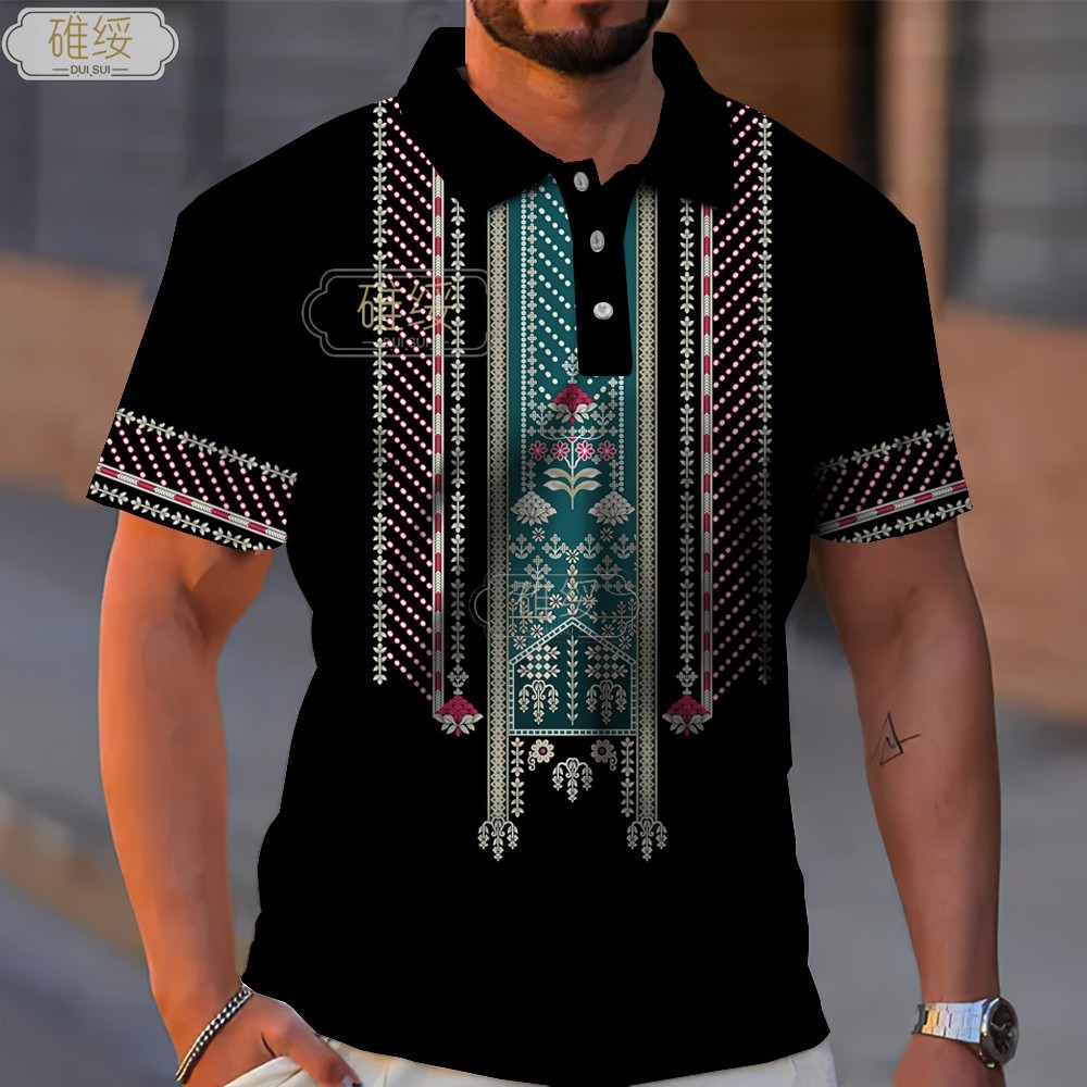 2025 new retro ethnic style polo shirt Modern Barong top Traditional ...