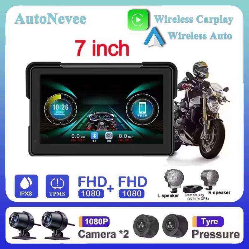 inch Motorcycle DVR Dash Cam with Wireless Carplay Android Auto HD P ...