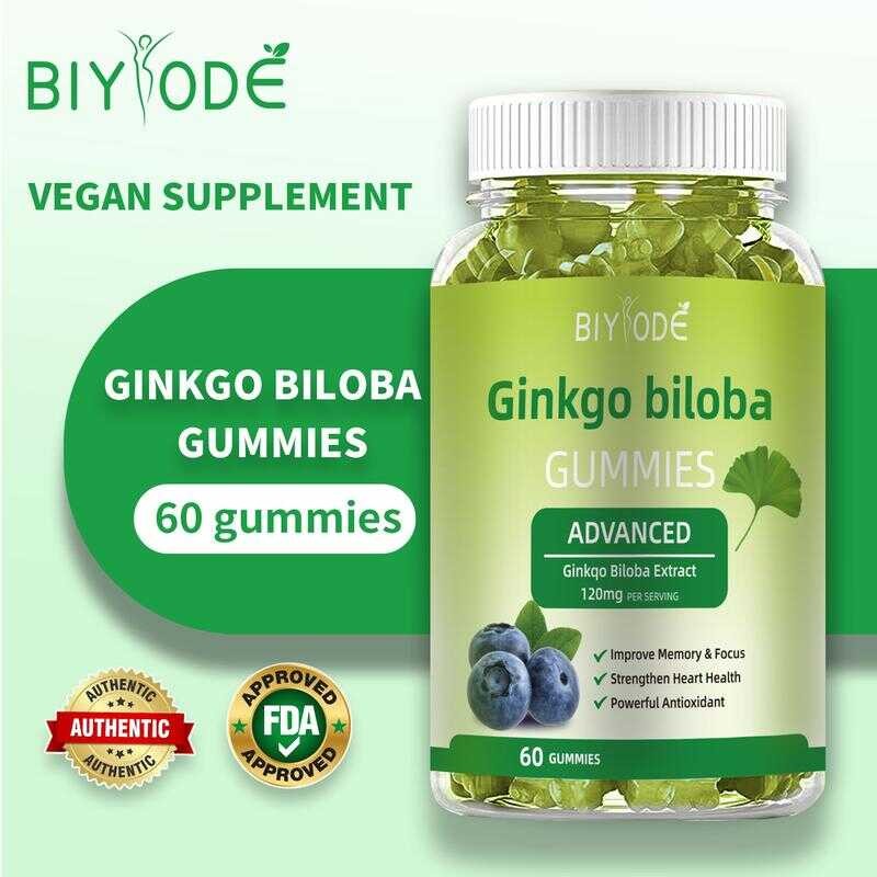 BIYODE Ginkgo Biloba Gummies Relieve Anxiety, Tension, Inhibit ...