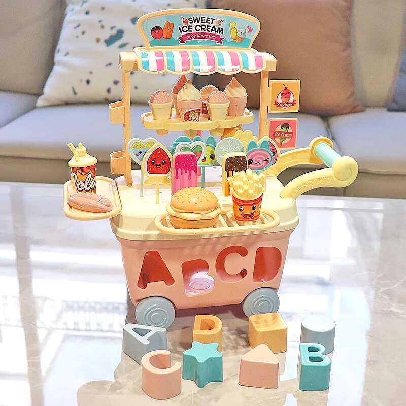 Ice cream, ice cream cart, ice cream toy, kitchen set, 3-6-year-old ...