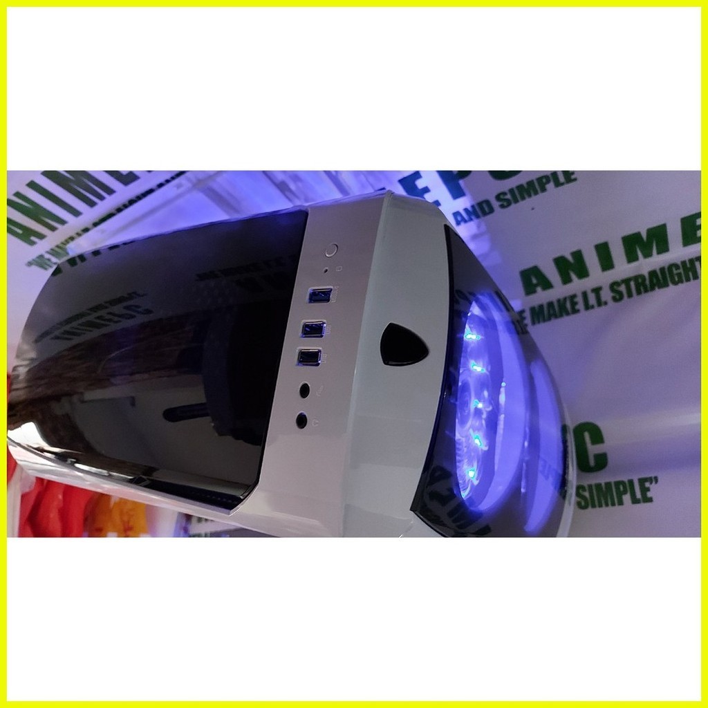 ♟ ﹊ Vikings VK6 White Acrylic Side Panel Gaming Case with BLUE 12cm LED ...