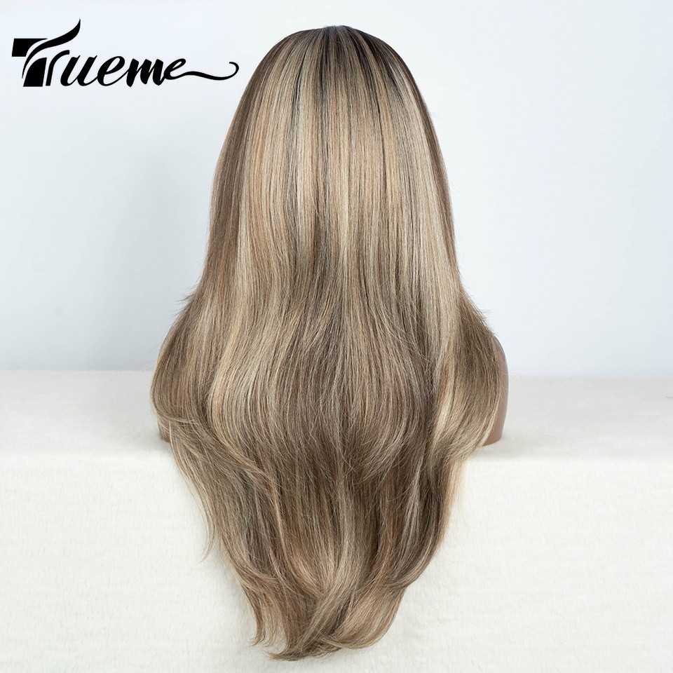 Trueme Synthetic Lace Frontal Wigs For Women 26 Inch Long Straight full ...