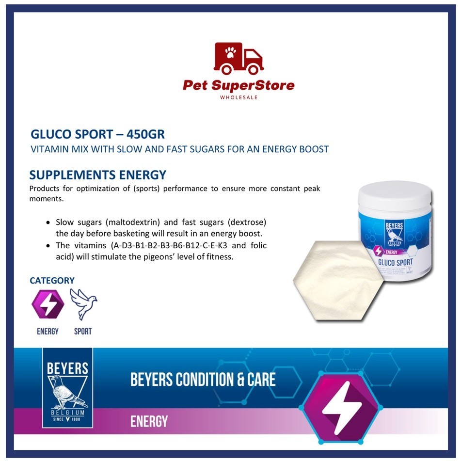 Beyers Plus Belgium - Gluco Sport - Supplement for Racing Pigeons (Sold ...