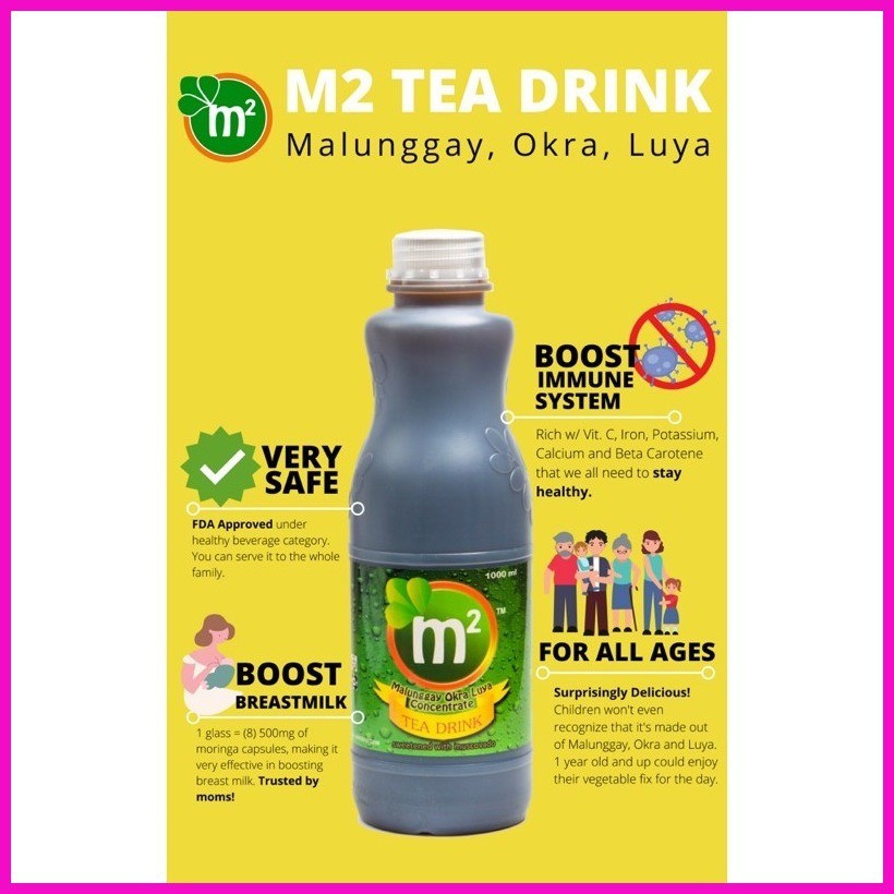 M2 Malunggay, Okra, Luya Concentrate tea Drink, 1 Liter | Shopee ...