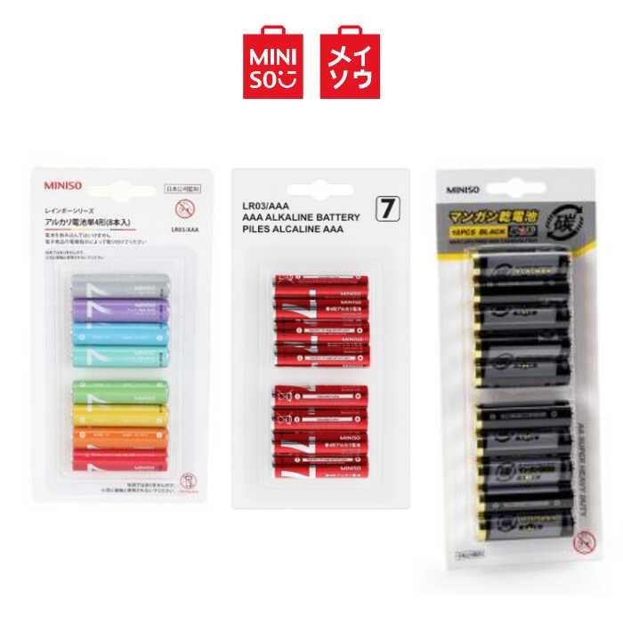 Miniso AA/AAA Red & Multicolor Alkaline at Black Carbon Zinc Battery ...