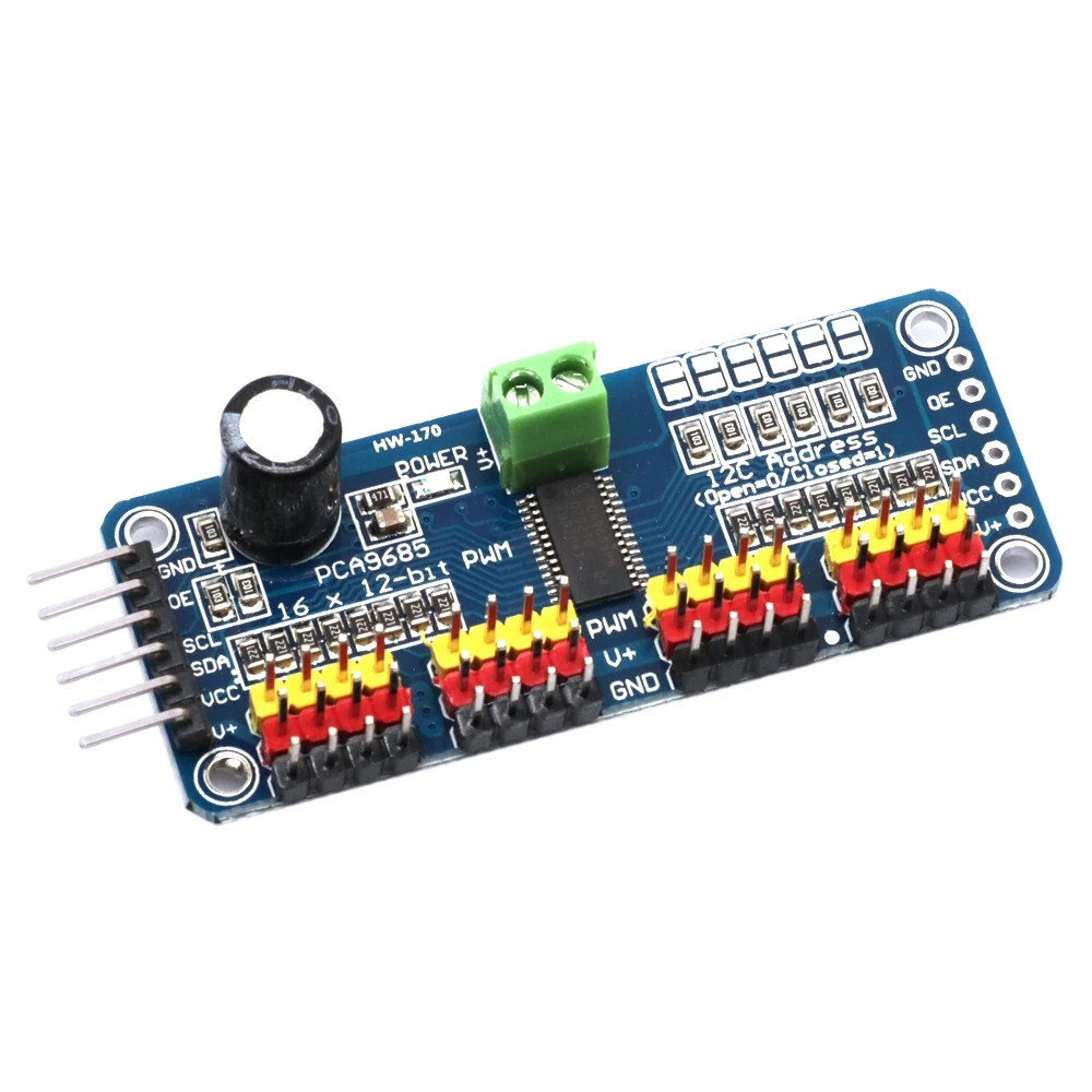 16 PWM Servo Actuator Driver Board Robot Controller IIC Interface Driver Module PCA9685 | Shopee ...