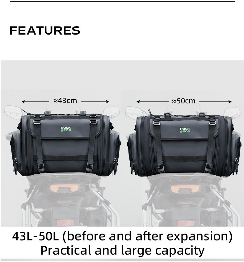 ROCKBROS Rear Seat Motor Bag Universal Portable Big Capacity Riding Bag ...