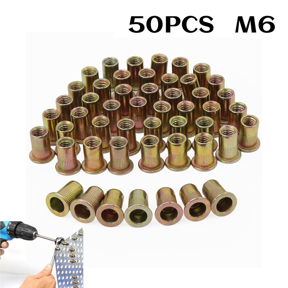 【smelling】 50 X M6 Nutserts Rivet Nuts Flange Blind Zinc Plated Steel ...