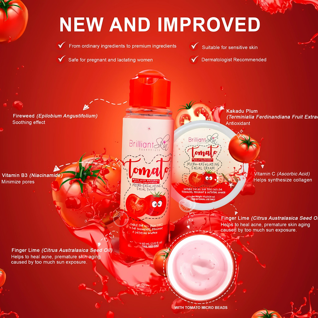 Brilliant Skin Tomato Facial Senyora's Set Micro-Exfoliating | Shopee ...