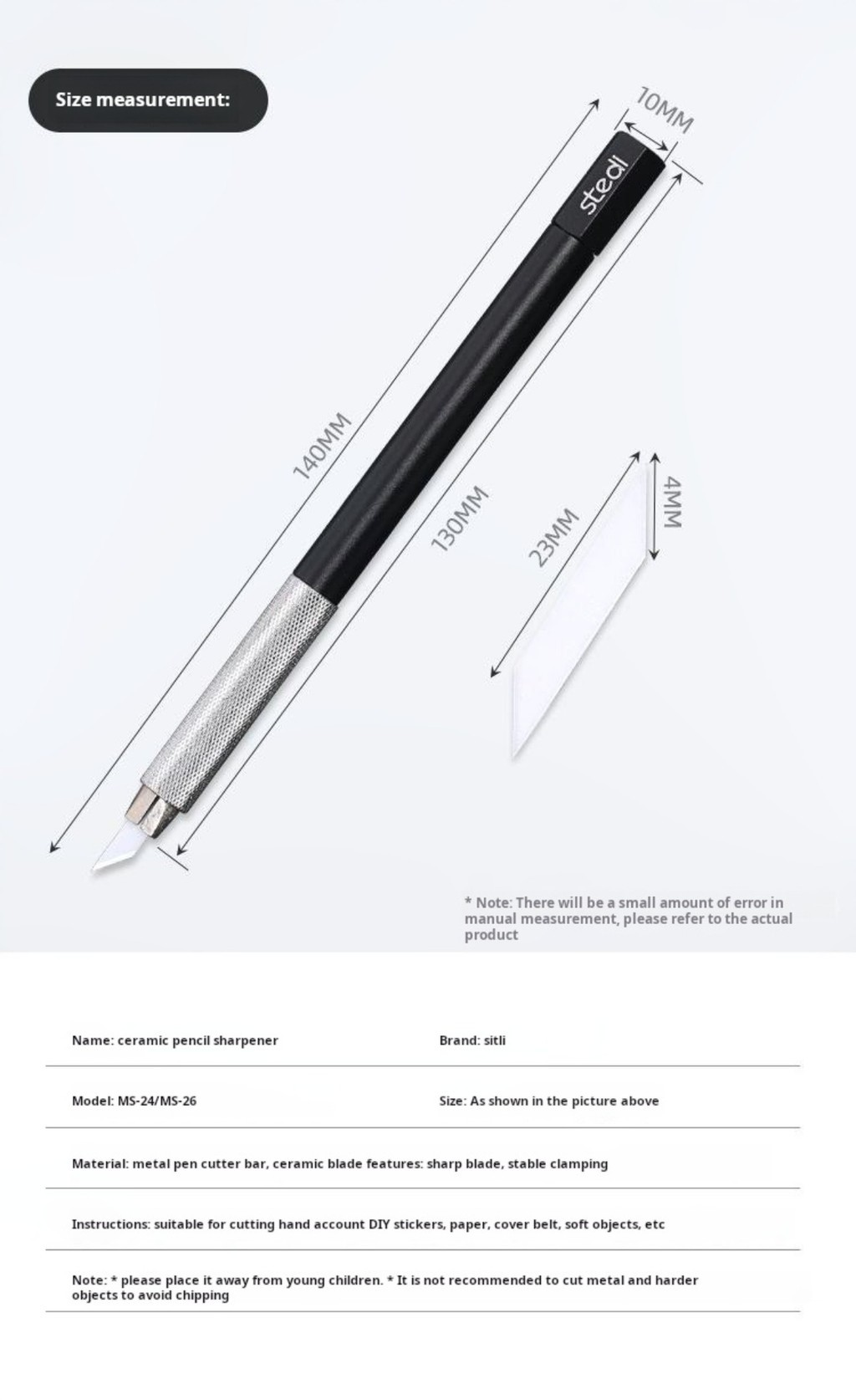 Stedi MS-24 Ceramic Blade Pen Knife Metal Body Hand Engraving Paper ...