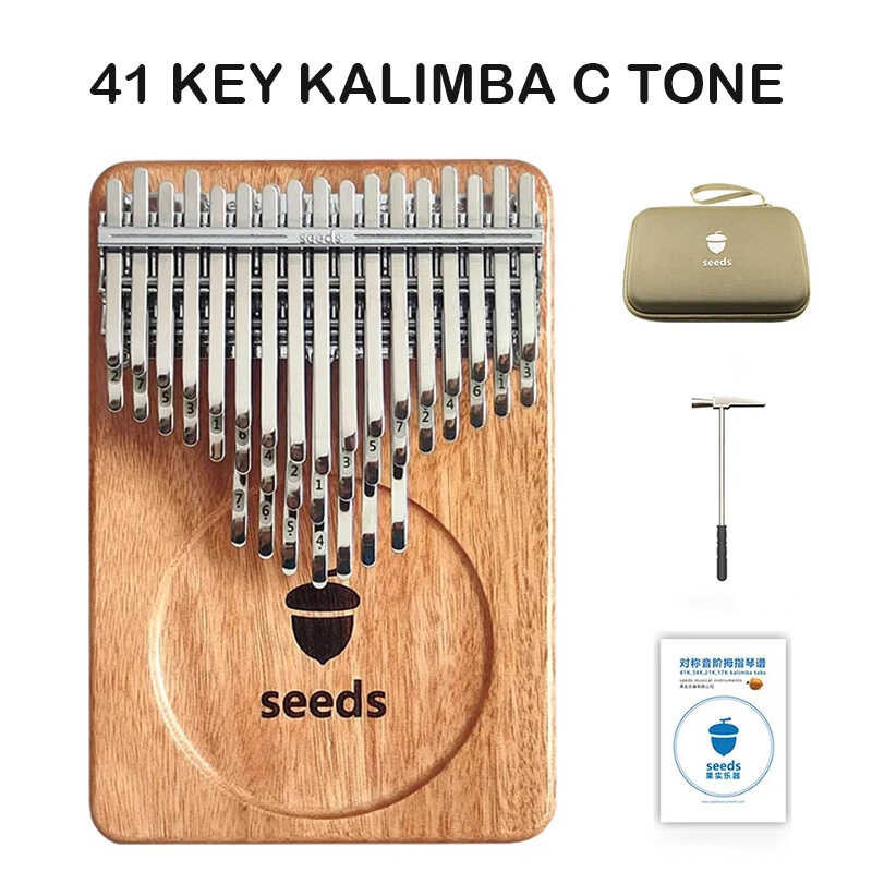 Kalimba Profesional 41 Keys Thumb Piano Full Veneer Solid Wood Okoume ...