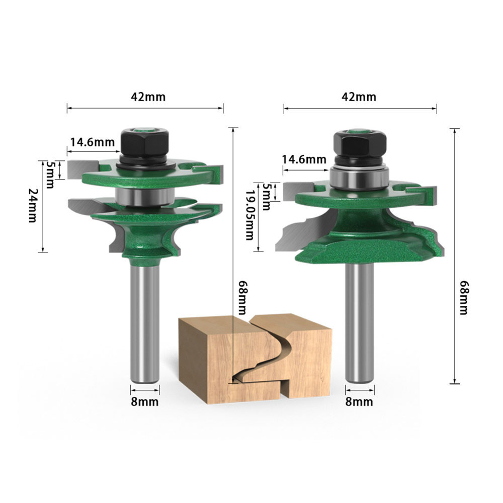 Krachtige 2Pcs Raised Panel Cabinet Door Router Bit Set 8/12mm Shank 2 ...