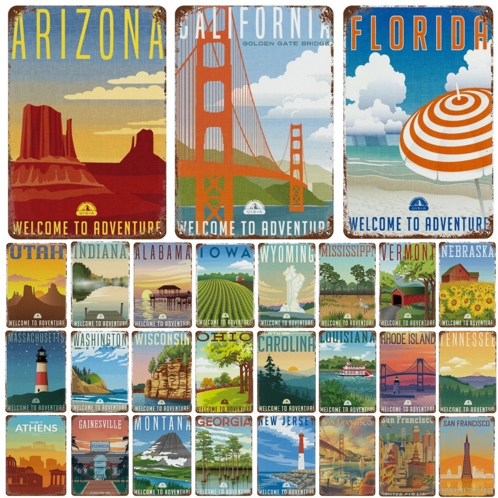 Continents of the United States ARIZONA Metal Sign Metal Plaque Poster ...