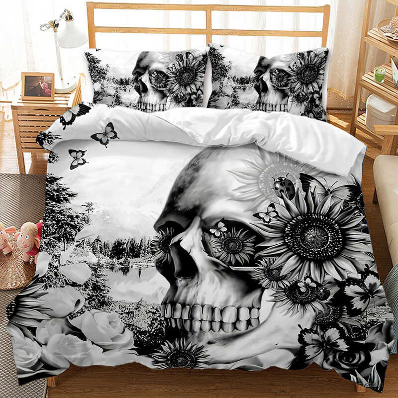 Skull Christ Religious Themed Duvet Queen King Size Halloween Grim ...