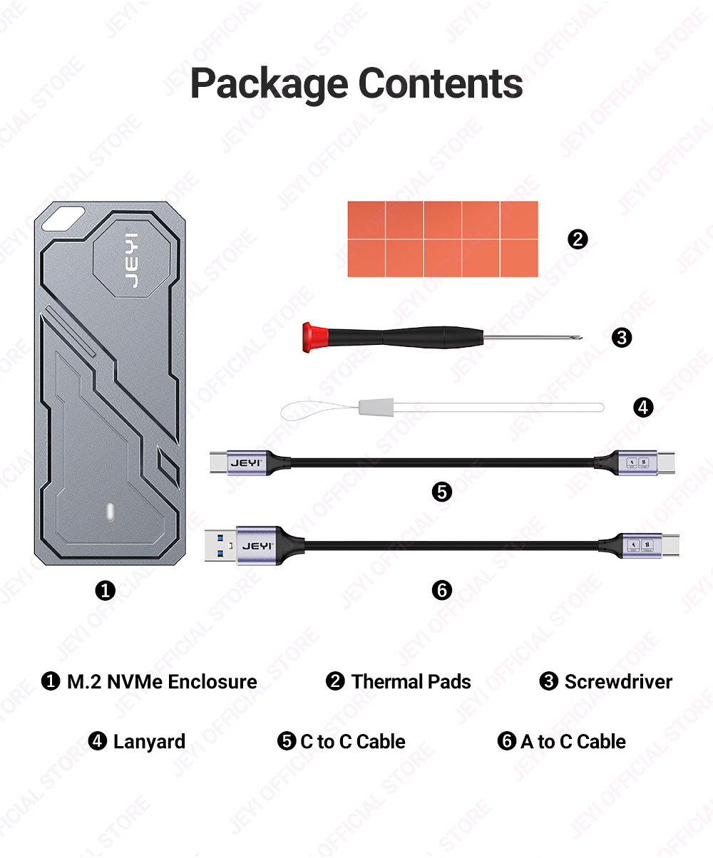 JEYI M.2 SSD Enclosure RTL9210 NVMe Mobile Box USB3.2 10G Type-c SSD ...
