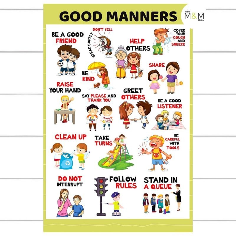 ⊕ GOOD MANNERS Wall Chart | A4 Size Laminated Educational Wall Chart ...