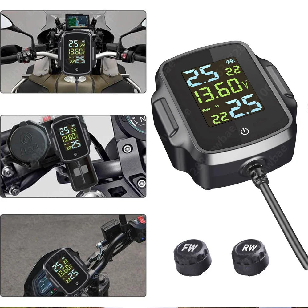 Motorcycle Detector Tire Pressure Monitor System na may 2 Waterproof ...