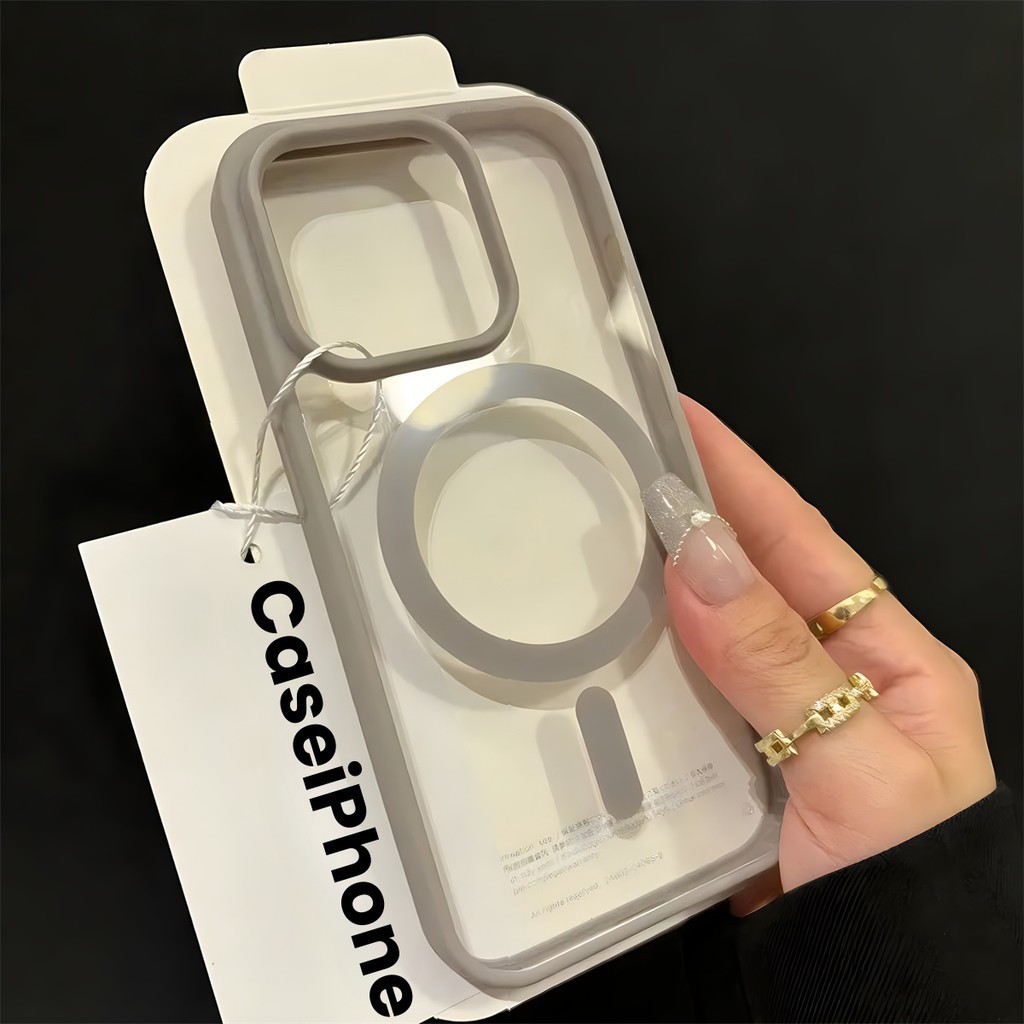 Titanium Gray Magnetic Transparent Case For iPhone 16 15 14 13 12 11 Xs ...