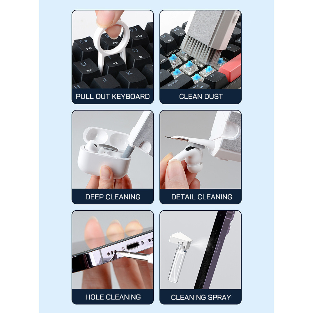 8 In 1 Computer Keyboard Cleaner Brush Kit Earphone Cleaning Pen ...