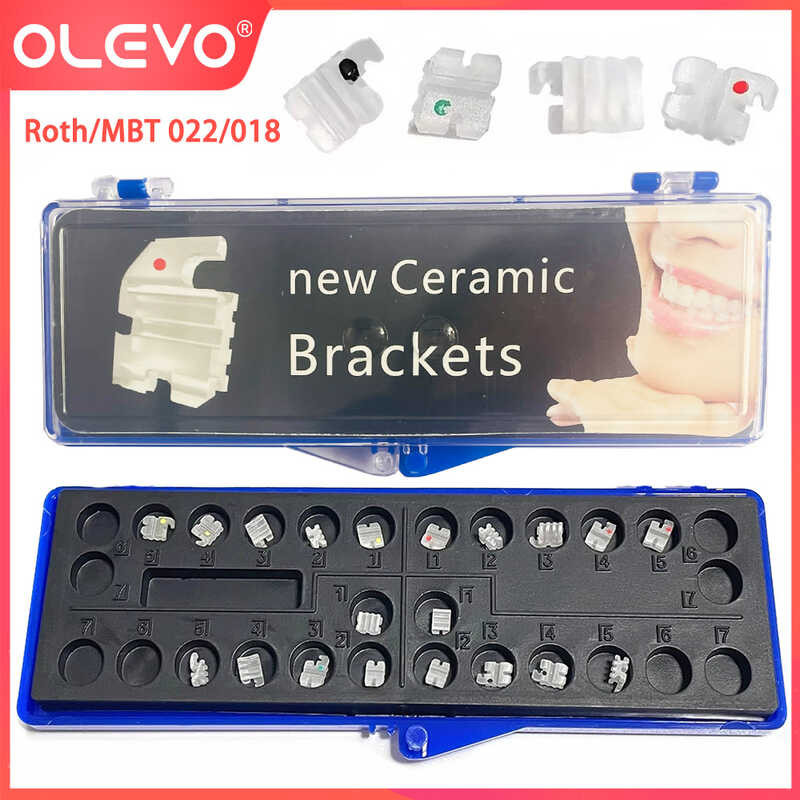 OLEVO 20 Pcs/Kit Dental Ceramic Brackets Monoblock Orthodontic Teeth Braces Roth MBT 022/018 ...