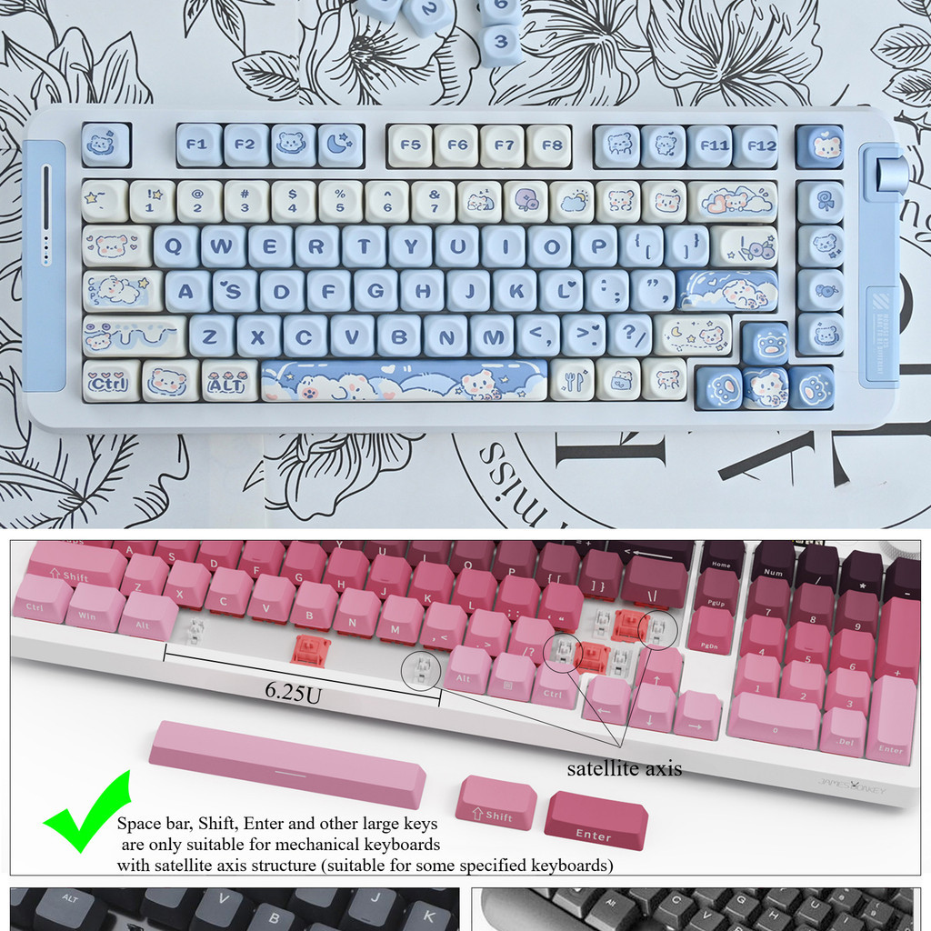 Mechanical Keyboard Accessories Blue Cute Cartoon Keycaps Cute Girl ...
