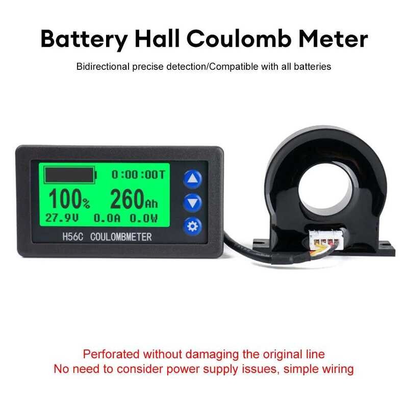 Monitor Battery Hall Sensor Coulomb DC9~100V 50A-300A Voltmeter Ammeter ...