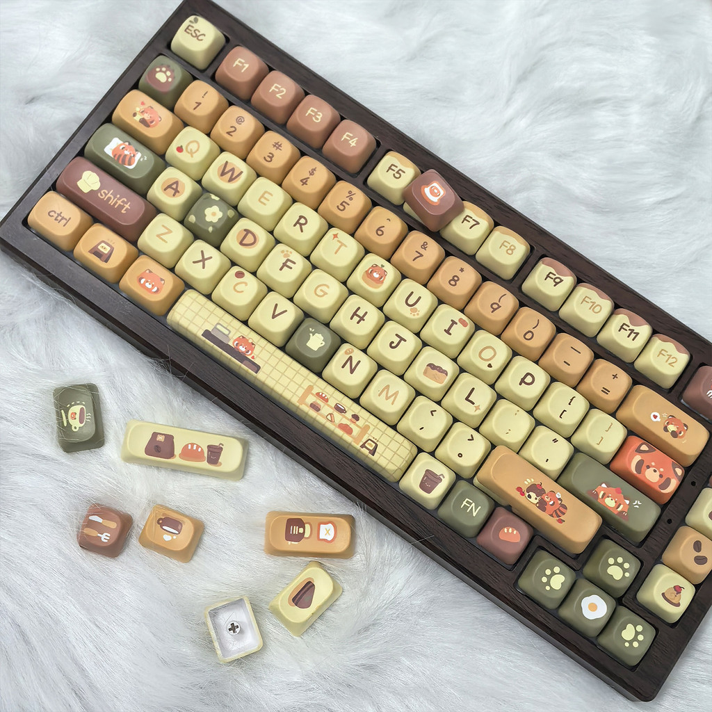 Red Pandas Cafe Keycap MOA Profile 120+ Keys PBT Dye Sublimation MAD 68 ...