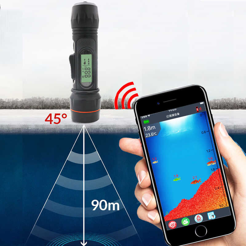 Erchang F12b Wireless Fish Finder Rechargable Echo Sounder 90M Depth ...