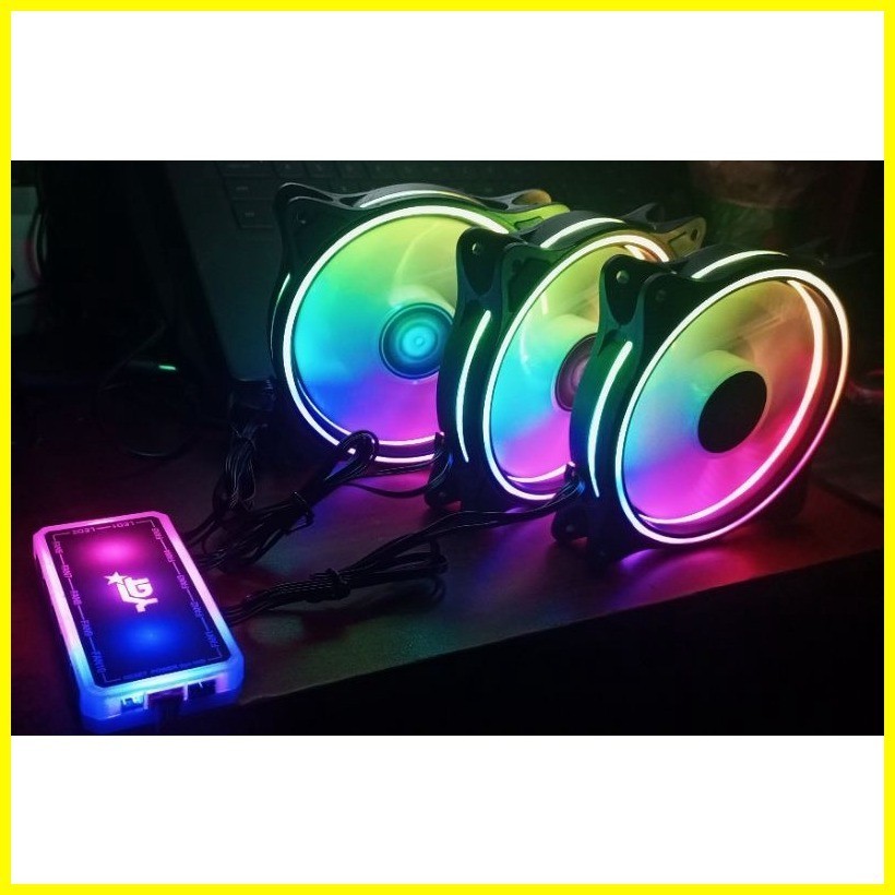 ♒ ♨ YGT ARGB 1258 Cooling ARGB Fan with ARGB Control Hub & Remote ...