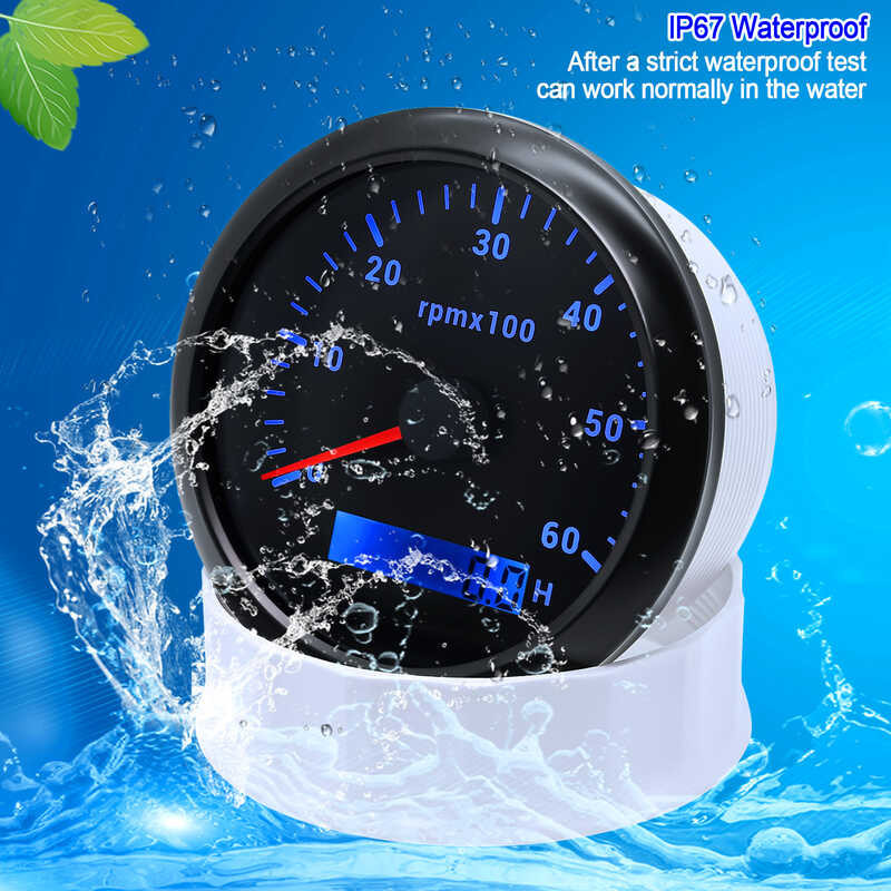 85Mm HD Tachometer 3000 6000 7K 8K RPM Tacho 7 Colors Backlight Marine ...