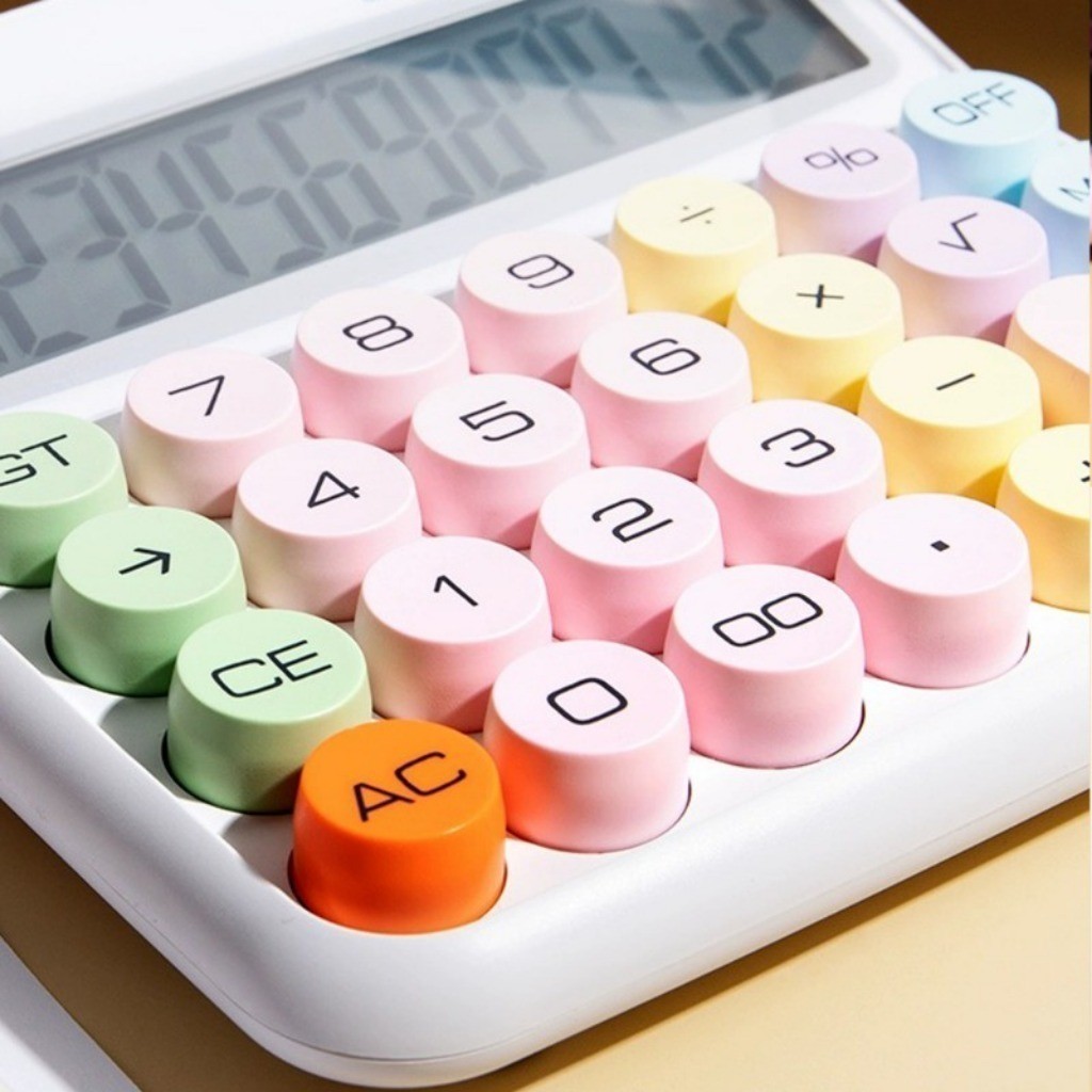 Big Screen Calculator Candy Color Mechanical With Kawaii Scientific ...