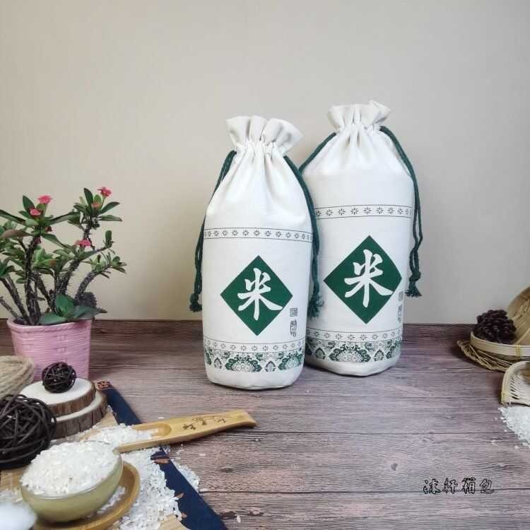 Barrel-Shaped Spot Round Cloth Millet Large Flour Drawstring Bag Canvas ...