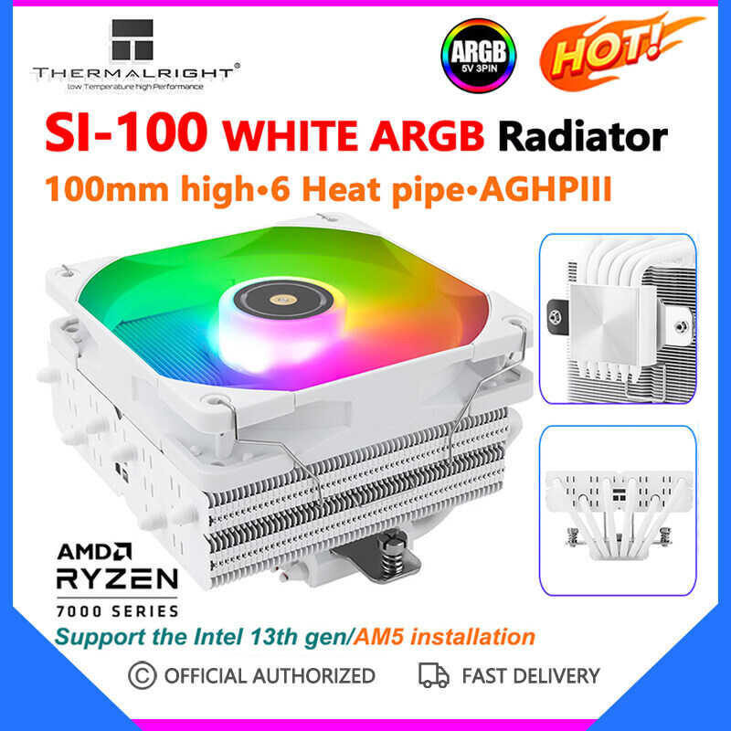 White Thermalright Si-100 ARGB Radiator 6 Heat Pipe 100Mm High AGHPIII ...