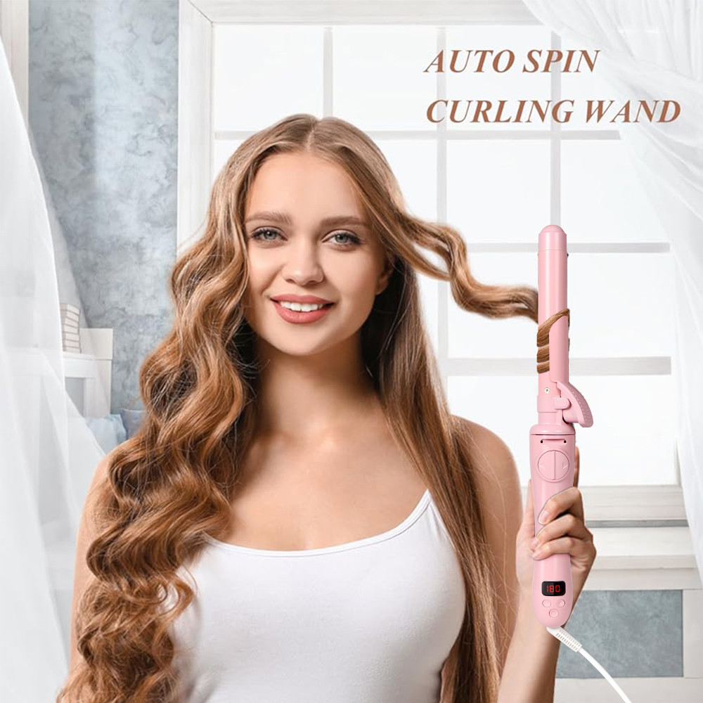 1inch rotating curling iron LCD Ceramic Barrel Automatic Curlers 25mm ...