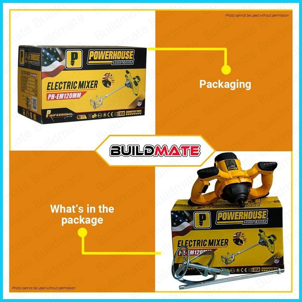 ¤ BUILDMATE Powerhouse Electric Mixer 1100W 120mm Mortar Mixer Concrete ...