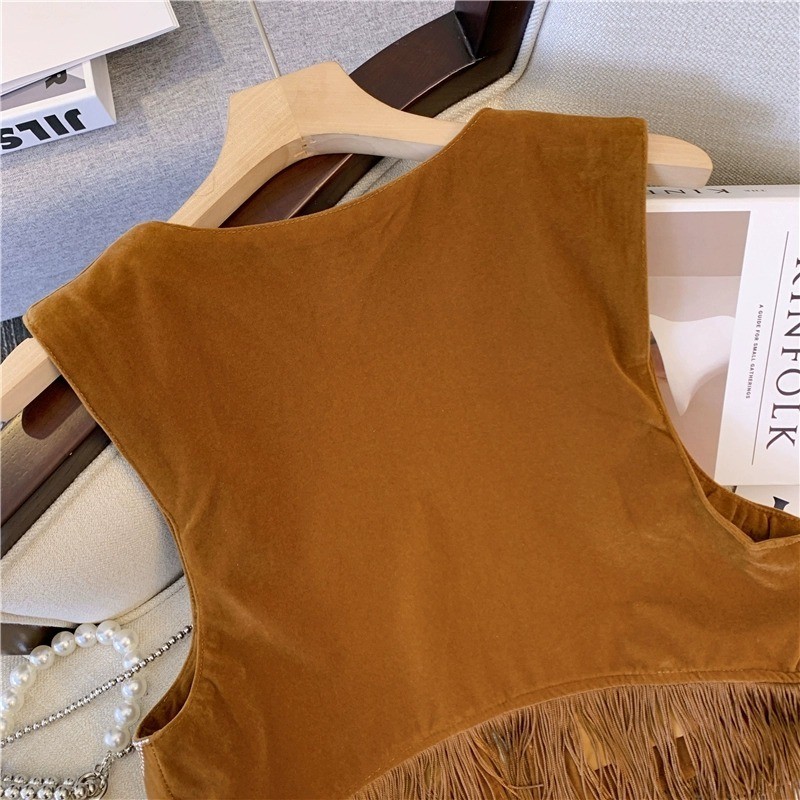 2024New Retro Tassel Embroidered Knitted Vest Cardigan Women's Design ...