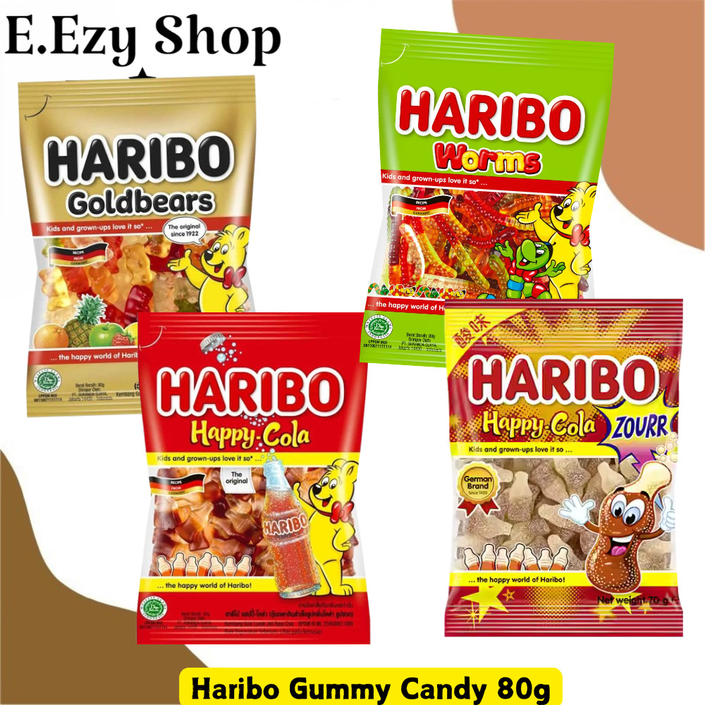 Haribo Gummy 80g/Pack (Goldbears / Happy Cola / Zourr / Worms) | Shopee ...