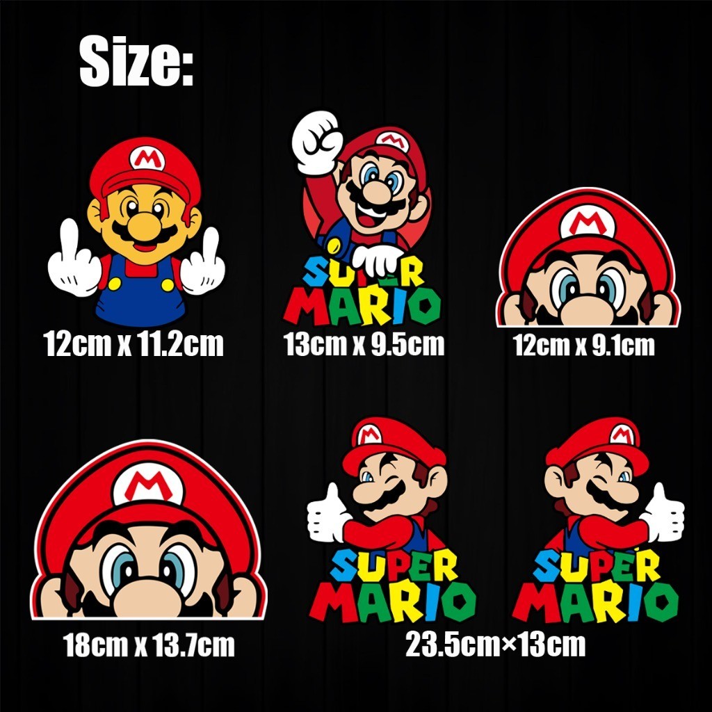 Super Mario Cute Cartoon Decor Reflective Car Stickers Auto Body Window ...